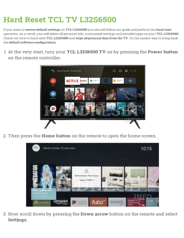 Hard Reset TCL TV L32S6500 | Manualzz