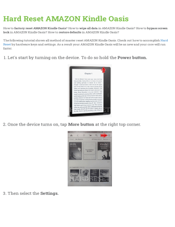 Hard Reset AMAZON Kindle Oasis | Manualzz