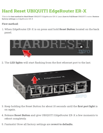 Hard Reset UBIQUITI EdgeRouter ER-X | Manualzz