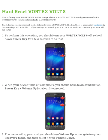 Hard Reset VORTEX VOLT 8 | Manualzz