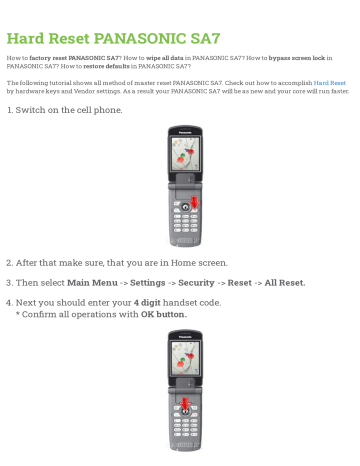 Hard Reset PANASONIC SA7 | Manualzz