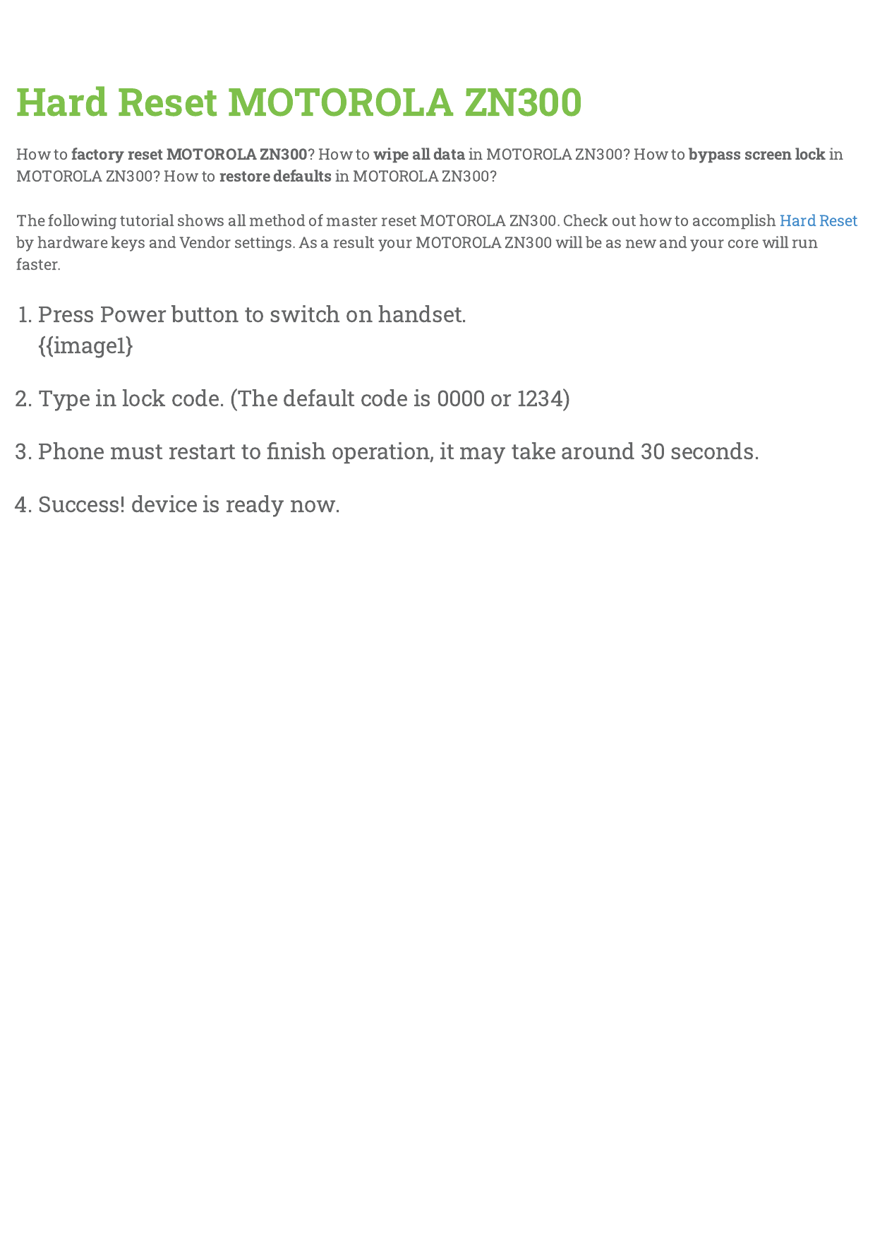 Motorola ZN300 Specs Faq Comparisons Motorola ZN300 Specs Faq Comparisons