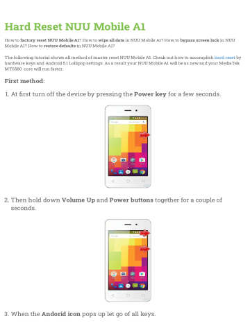 Hard Reset NUU Mobile A1 | Manualzz