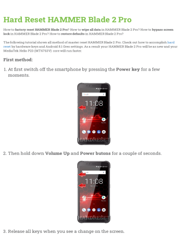Hard Reset HAMMER Blade 2 Pro | Manualzz