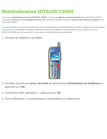 Réinitialisation HITACHI C309H | Manualzz