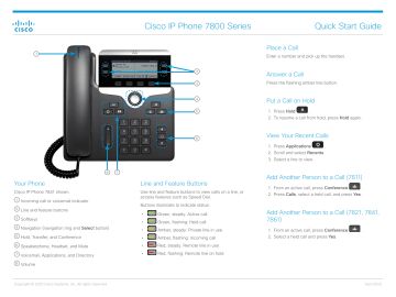 Cisco IP Phone 7861 Quick Start Guide | Manualzz