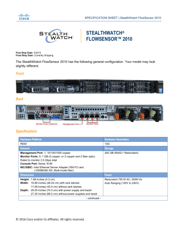 Cisco Stealthwatch Flow Sensor Series Specification | Manualzz