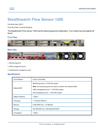 Cisco Stealthwatch Flow Sensor Series Specification | Manualzz
