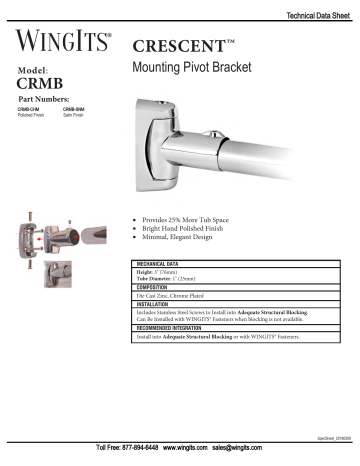 WingIts CRMB CRESCENT™ Mounting Pivot Brackets Kit Spec Sheet | Manualzz