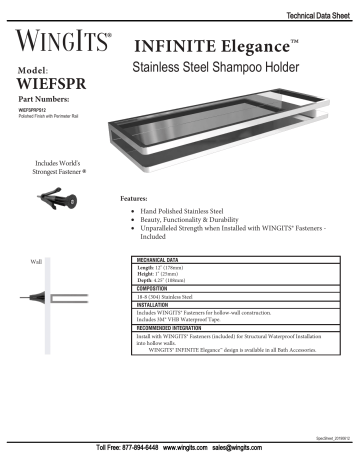 WingIts WIEFSPR INFINITE Elegance™ Floating Shelf Spec Sheet | Manualzz