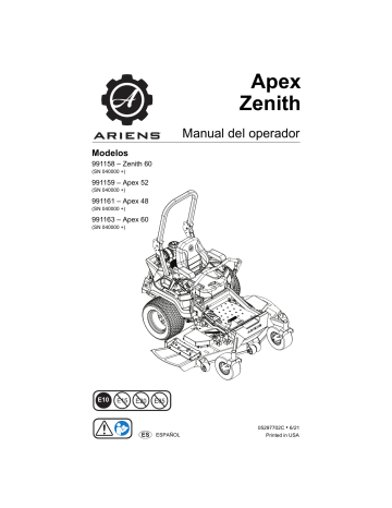 Ariens 991158 ZENITH 60 - KAWASAKI Manual de usuario | Manualzz