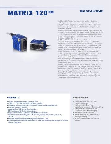 Datalogic Matrix 120 Image-Based ID Scanner Datenblatt | Manualzz