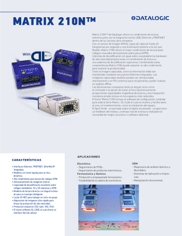 Datalogic Matrix 210N™ Image-Based ID Scanner Ficha de datos | Manualzz