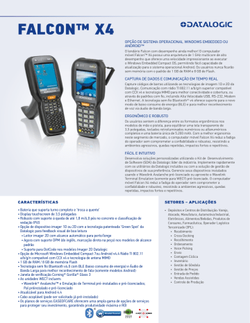 Datalogic Falcon X4 Handheld Computer Ficha de dados | Manualzz