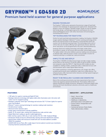 Datalogic Gryphon 4500 Series Data Sheet | Manualzz