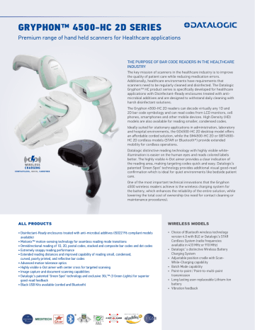 Datalogic Gryphon 4500 Series Data Sheet | Manualzz