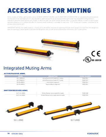 Datalogic Integrated Muting Arms Safety Accessory Data Sheet | Manualzz