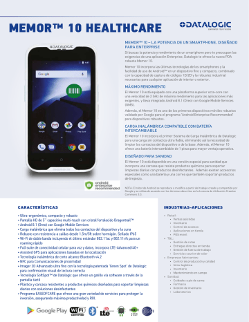 Datalogic Memor 10 Handheld Computer Ficha de datos | Manualzz