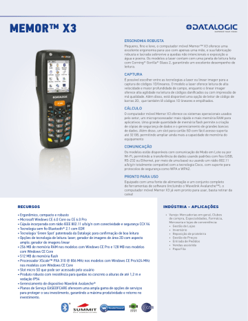 Datalogic Memor X3 Handheld Computer Ficha de dados | Manualzz