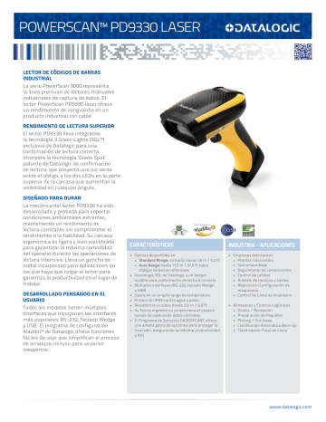 Datalogic Powerscan 9300 Series Ficha de datos | Manualzz