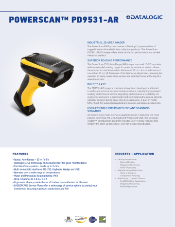 Datalogic PowerScan 9500 Series Data Sheet | Manualzz