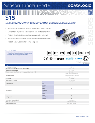 Datalogic S15 Data Sheet | Manualzz
