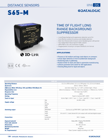 Datalogic S65-M Data Sheet | Manualzz