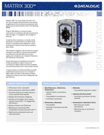 Datalogic Matrix - Visiset Series Image-Based ID Scanner Scheda dati ...