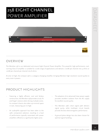 Meridian 258 Power Amplifier Datasheet | Manualzz
