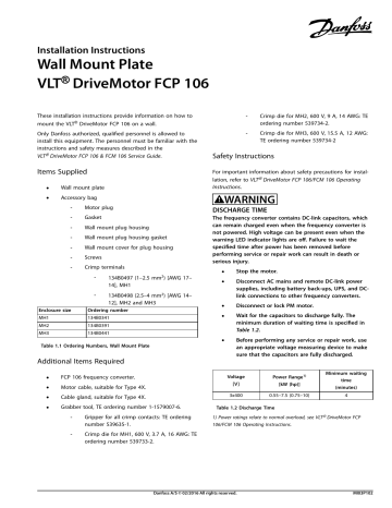Danfoss VLT DriveMotor FCP 106 Installation Guide | Manualzz