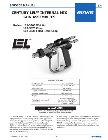 Binks FRP (Fiberglass-Reinforced Polymer) Systems & Pump Owner's Manual ...