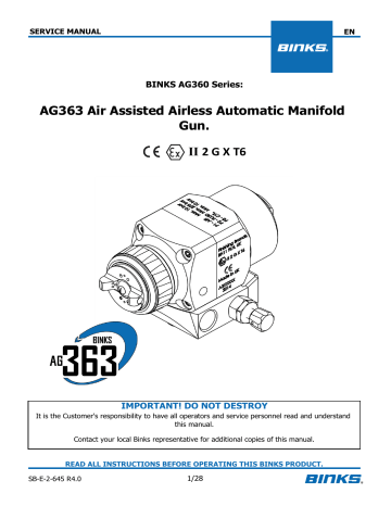DeVilbiss AG360 Series Automatic Guns Service manual | Manualzz