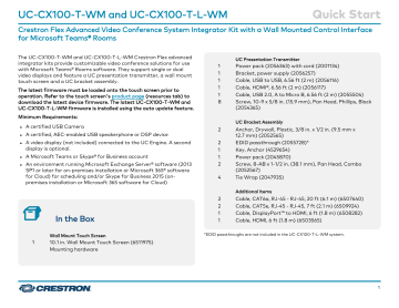 Crestron UC-CX100-T-L-WM Quick Start | Manualzz
