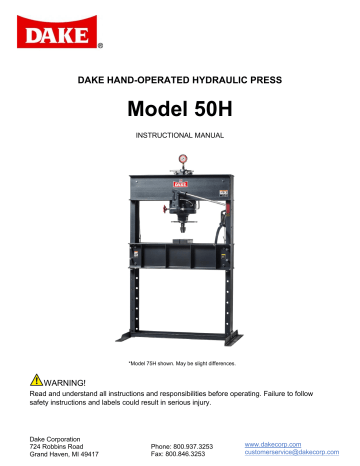 Dake 50H Hydraulic Press Manual | Manualzz
