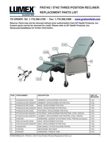 LUMEX FR574G Service Parts Guide | Manualzz
