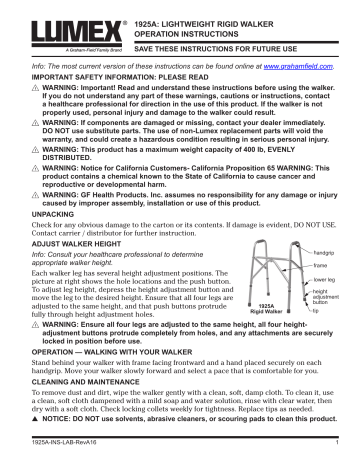 LUMEX Lightweight Rigid Walker Instructions | Manualzz