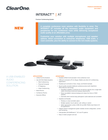 ClearOne INTERACT AT DSP Mixer Datasheet | Manualzz