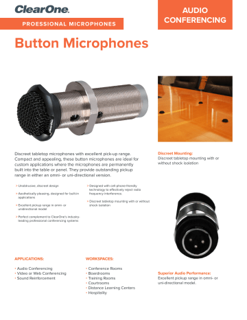 ClearOne Button Mic Microphone Datasheet | Manualzz