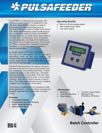 Pulsafeeder Batch Controller Data Sheet | Manualzz