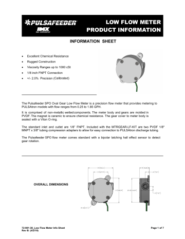 Pulsafeeder Gear Low Flow Meter Owner's Manual | Manualzz