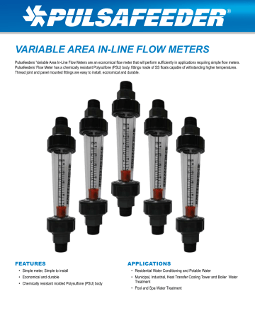 Pulsafeeder In-Line Flow Meters - Variable Area Data Sheet | Manualzz