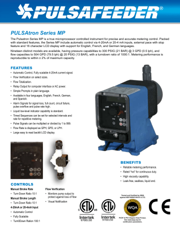 Pulsafeeder Series MP Data Sheet | Manualzz