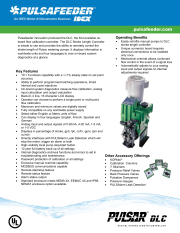 Pulsafeeder Pulsar DLC Control Data Sheet | Manualzz