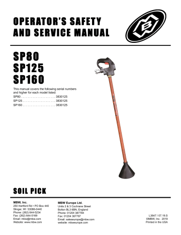 MBW SP125 Pneumatic Soil Excavator Owner's Manual | Manualzz