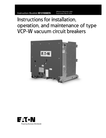 Eaton 5/15kV, 27kV VCP-W IB131006EN Instruction Booklet | Manualzz