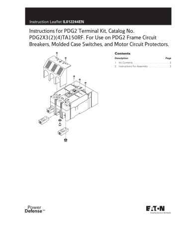 Eaton Power Defense Frame 2 terminal kit - PDG2X3(2)(4)TA150RF ...