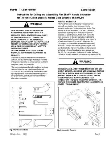 Eaton JG-frame flex shaft handle mechanism Owner's Manual | Manualzz