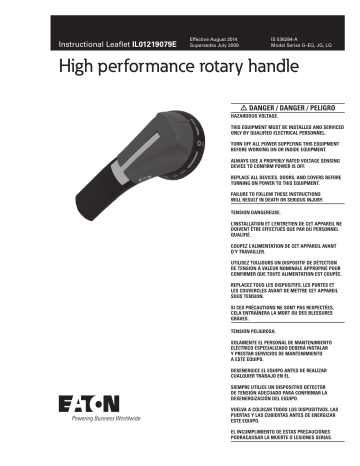 Eaton High performance s2 rotary handle Owner's Manual | Manualzz