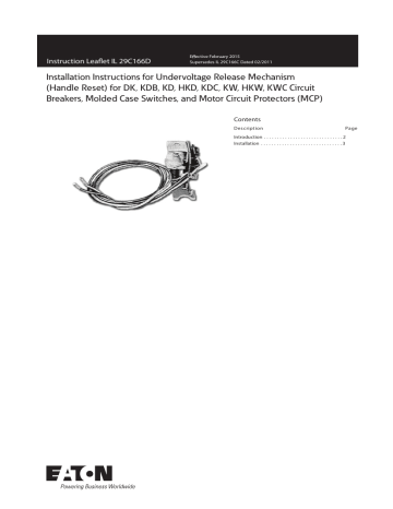 Eaton K-frame undervoltage release Owner's Manual | Manualzz