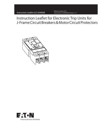 Eaton JG-frame electronic trip units Owner's Manual | Manualzz